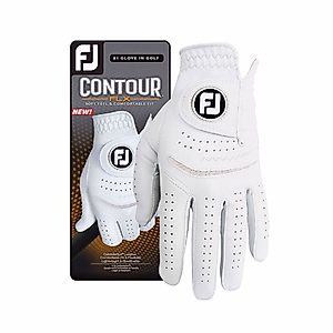 FootJoy Men's Contour FLX Golf Glove, Pearl, Cadet Large, Worn on Left Hand