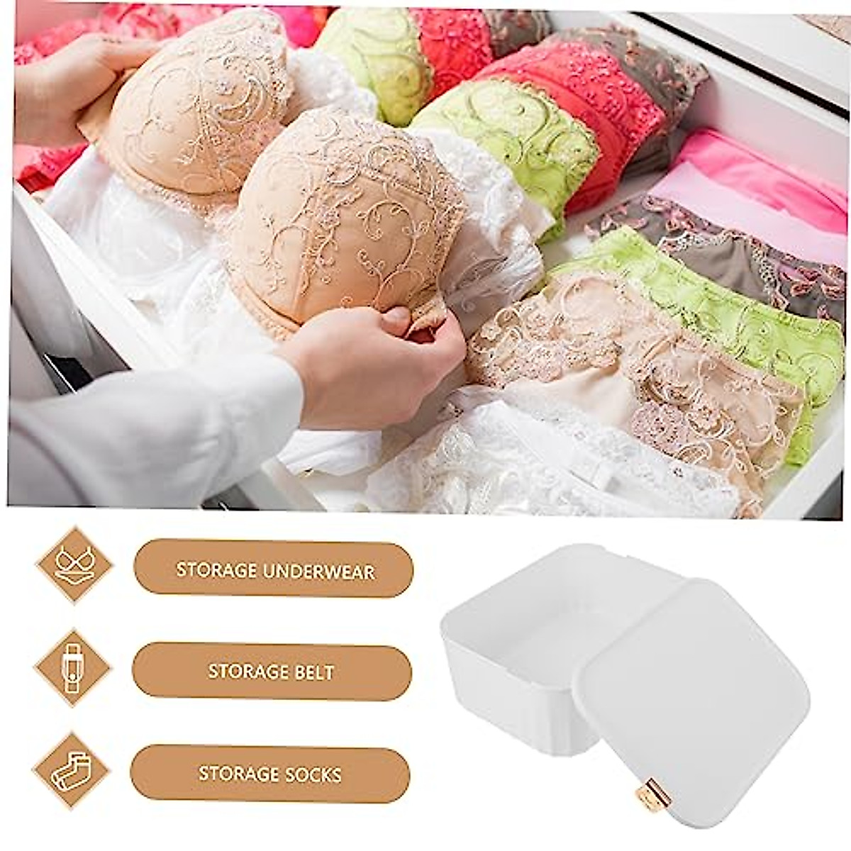 Cabilock 1pc Underwear Storage Box Belt Plastic Container Plastic Compartment Organizer Box Desk Drawer Containers with Lids Bra Compartment Organizer Closet Underwear Organizer Socks Case