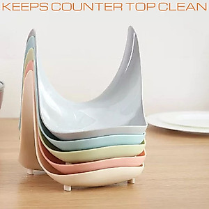 Non-Skid PP Plastic Pot Lid Stand , Cover Holder Sets Lid Rack, Multifunction 2 Side Pot Lid Holder , Pot Lid Stand for Home Kitchen, Holds 2 lids of any size or can be used as spoon rest (Green)