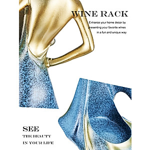 TriBeginner Single Wine Bottle Holder, Beauty Lady Decor Tabletop Wine Rack Storage Organizer Home Decoration Figurines, Blue