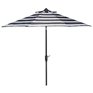Safavieh PAT8004D Outdoor Collection Iris Fashion Line Auto Tilt Umbrella, 9', Grey/Off White