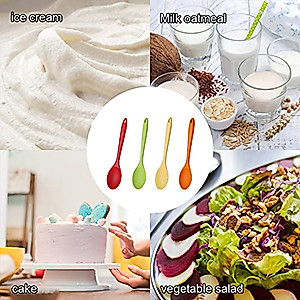 4 Pieces Silicone Spoons for Cooking, Large Silicone Mixing Spoon Set, Nonstick Heat-Resistant Cooking Spoons, 4 Colors Kitchen Utensil Spoons for Mixing Baking Cooking Serving Stirring Tools