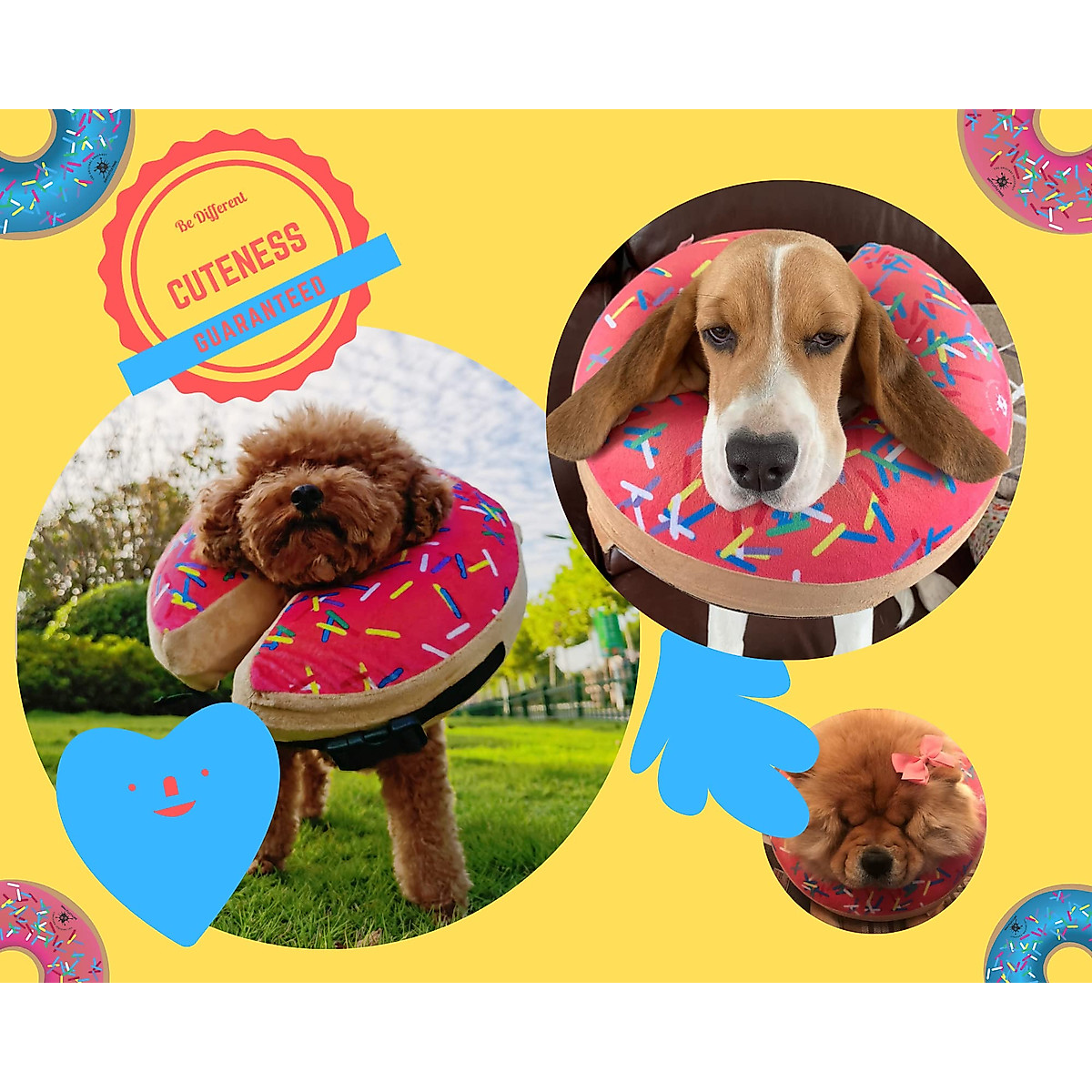 DIRTY LITTLE PAWS Inflatable Dog Colllar | Great Alternative to a Dog Cone or a Dog Cone Collar | Our Super Comfy Dog Donuts Make Excellent Recovery Collars for Dogs | Suitable for Large Dogs (Pink)