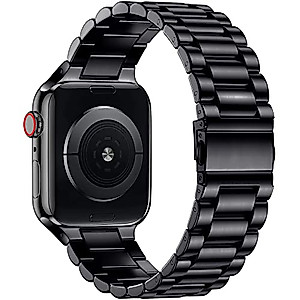 Maledan Compatible with Apple Watch Band 44mm 45mm 42mm 49mm 41mm 40mm 38mm Men Women, Adjustable Stainless Steel Metal Bands Accessories for iWatch Ultra Apple Watch Series 8 7 6 5 4 3 2 1 SE, Black