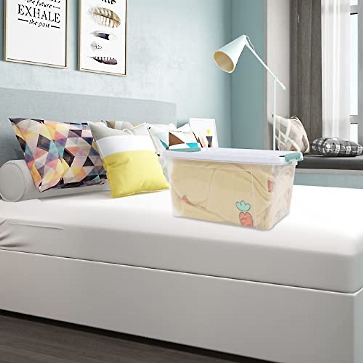 Parlynies 4-Pack 20 Quart Large Stackable Boxes, Plastic Storage Latch Bin, Clear