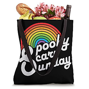 Spooky Scary Sunday Trendy Retro Rainbow Tote Bag
