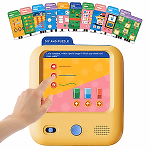 Fisca Kids Learning Pad with 60 Flash Cards 180 Questions for Toddlers 3 4 5 6 Year Old, Electronic Touch Screen Interactive Preschool Educational Toy Learning Logic & Thinking for Boys and Girls