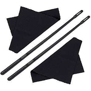 2 Set Plastic Flute Cleaning Rod Stick Wand with Wipping Cloth Recorder Cleaning Rod Flute Accessories Care Tool Kits, Black