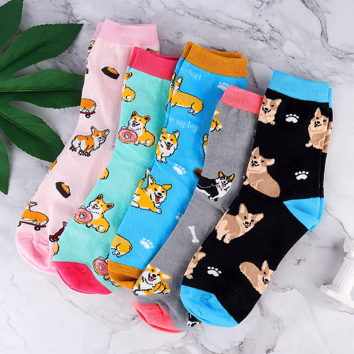 Belloxis Corgi Gifts for Corgi Lovers, Corgi Socks 5 Pairs, Funny Fun Novelty Socks, Gifts for Women