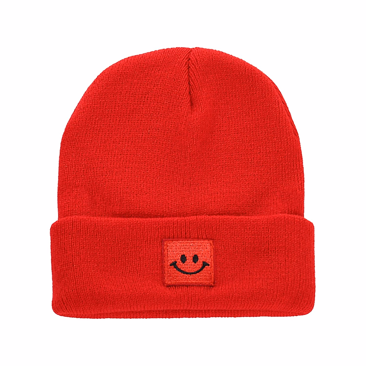 Doovid Baby Beanie Hats Smile Face Knit Winter Hats for Toddler Boys and Girls Warm Beanie Baby Red