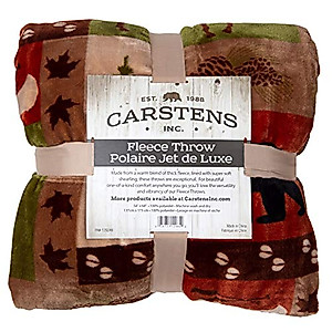 Carstens, Inc Patchwork Lodge Soft Sherpa Plush Throw Blanket, 54" x 68", Multicolor