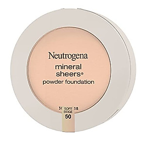 Neutrogena Mineral Sheers Compact Powder Foundation, Lightweight & Oil-Free Mineral Foundation, Fragrance-Free, Soft Beige 50.34 oz