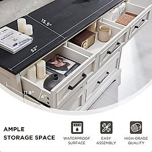 ACCOHOHO Farmhouse 9 Drawer Dresser for Bedroom, 36 Inch Tall Modern Dresser TV Stand with Large Drawers & Bar Handles, Rustic Wood Chest of Drawers for Bedroom, Living Room, Hallway, Off White