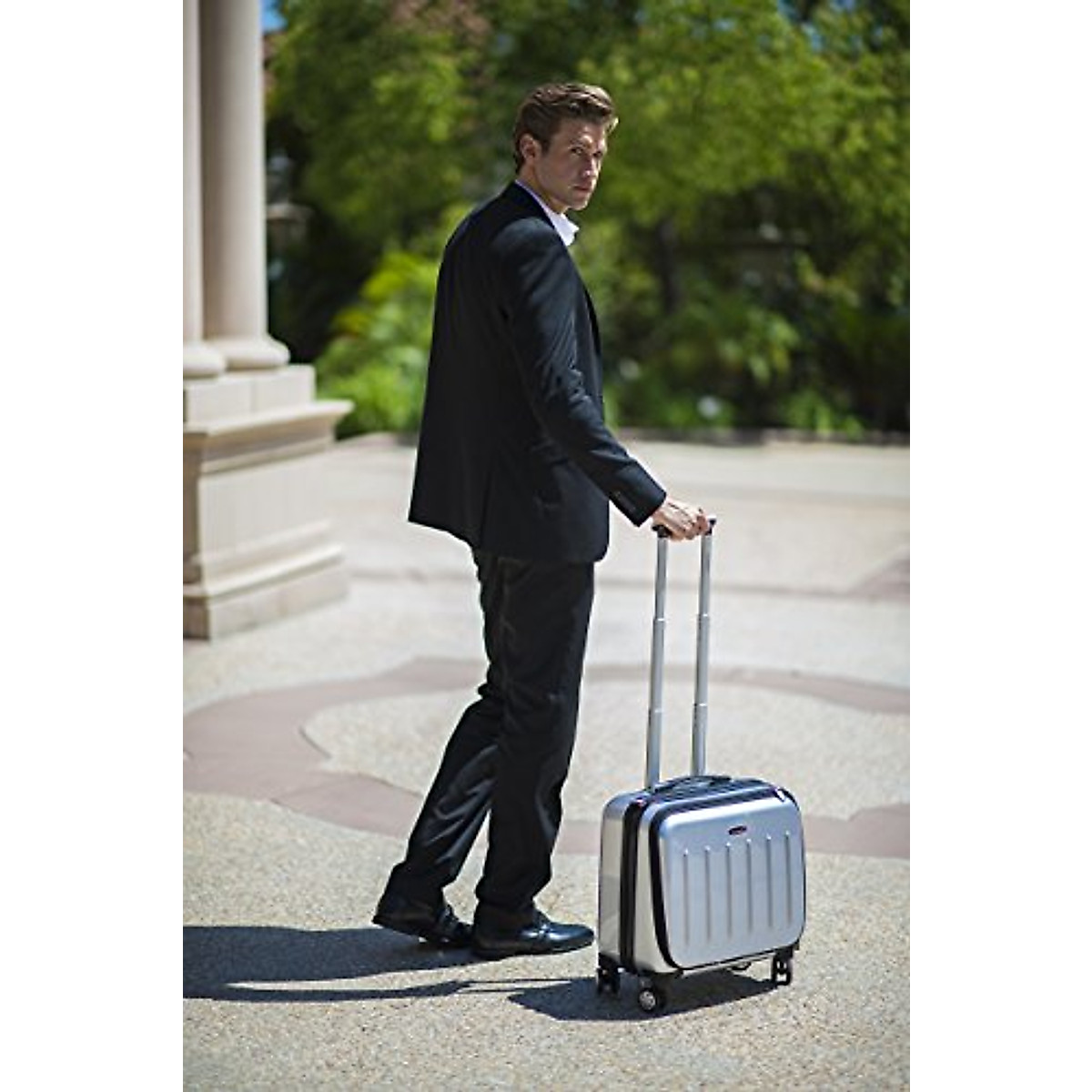 Rockland Revolution Hardside Rolling Computer Case, Silver, Carry-On 17-Inch