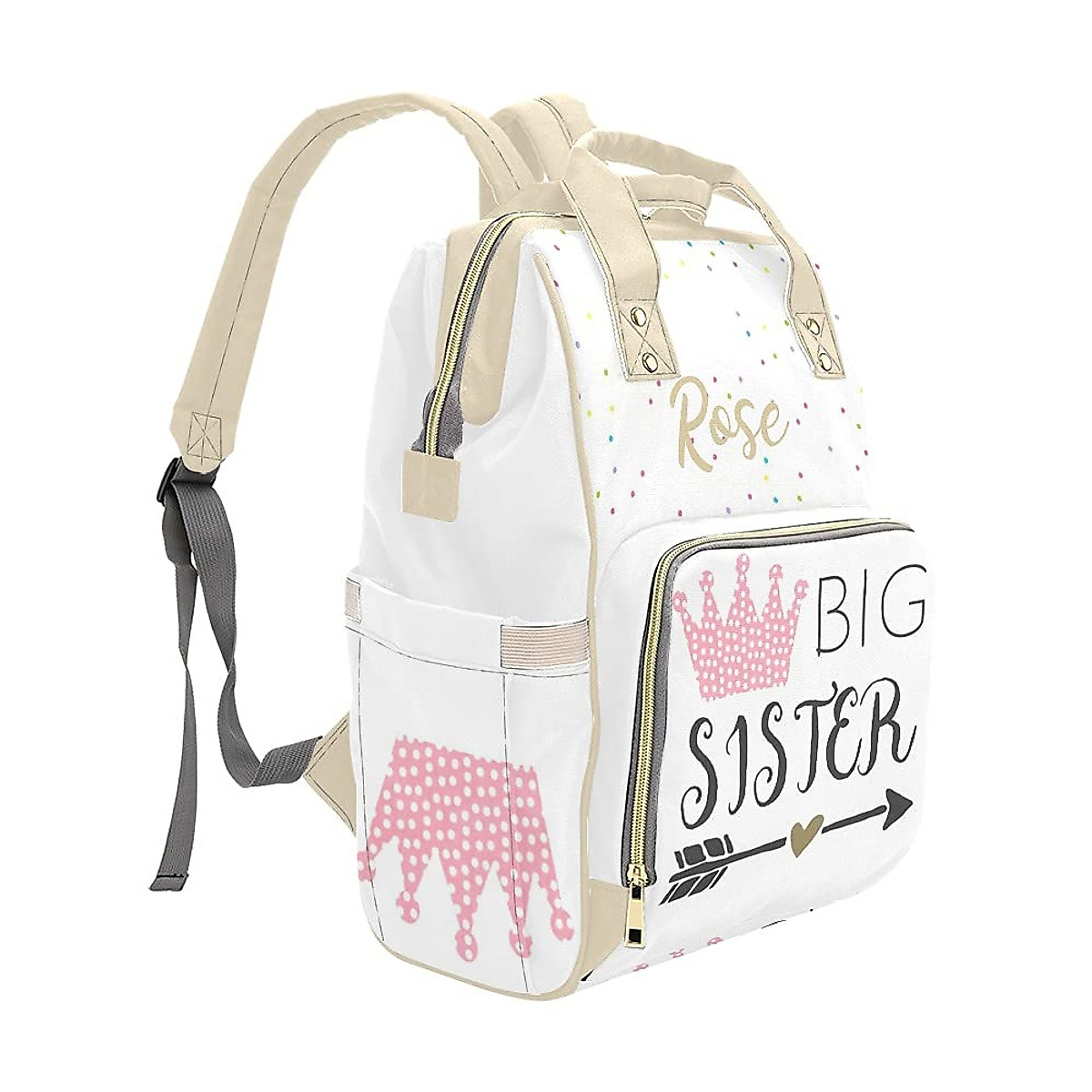 CUXWEOT Personalized Sister Diaper Bag Backpack with Name Custom Mommy Nursing Baby Bags Nappy Bag Casual Travel Daypack for Mom Girl Gifts