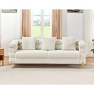 VanAcc Modern Sofa Couch, 24''Extra Deep Seat Sectional Sofa for Living Room, 85 inch Oversized Sofa, 3 Seat Sofa,White