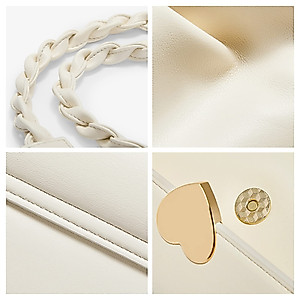 ZEHO Cloud Crossbody Shoulder Bag Dumpling Purse Women Small PU Leather Crossbody Bag Girls Ruched Handbag, White