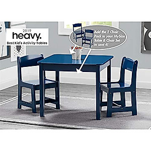 Delta Children MySize Kids Wood Table and Chair Set (2 Chairs Included) - Ideal for Arts & Crafts, Snack Time, Homeschooling, Homework & More - Greenguard Gold Certified, Deep Blue