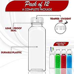 Fonteme 12oz Plastic Bottle, White Lid with Straws Tamper Evident Seal Leak-Resistant BPA-Free Plastic User-Friendly Fridge Safe Reusable Perfect for Drinks, Juices & Beverages - 12 Bottles/20 Straws