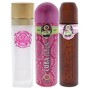 Cuba Cuba Jungle Snake Women 3.3 oz EDP Spray, 6.7oz Deodorant Spray, 4.3oz Body Lotion 3 Pc Gift Set