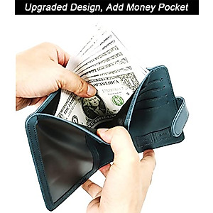 Passport Holder Cover Wallet Case Travel Essentials Passport and Vaccine Card Holder Combo Leather Travel Wallet Rfid Blocking Vacation Must Haves Travel Accessories for Men Women (2#Blue)