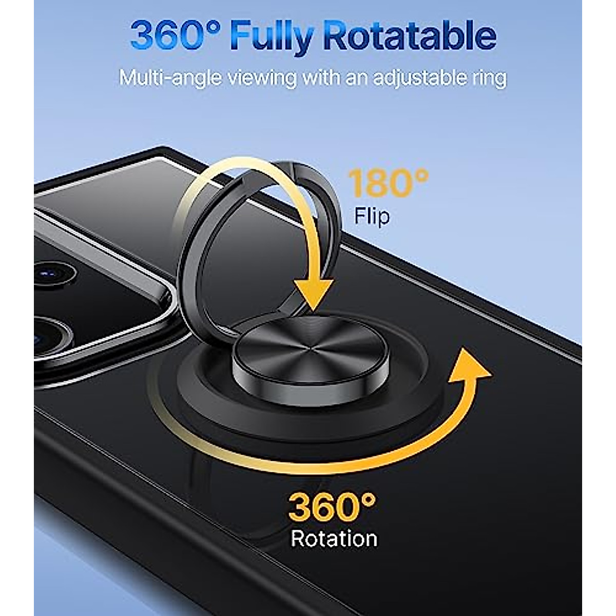 Silverback for Samsung Galaxy S22 Ultra Case Clear with Ring Stand, Shockproof Protective Slim Lightweight Phone Case for Galaxy S22 Ultra 5G 6.8 Inch, Black Clear