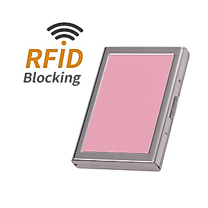 EASTNIGHTS RFID Credit Card Holder Metal Credit Card Case Wallet Business Card Holder for Women Men pink