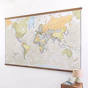 Maps International Giant World Map - Classic Large World Map Poster - Laminated - 46 (h) x 77.5 (w)