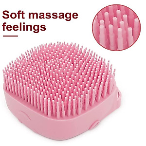 Pet Bath Massage Brush Puppy Dog Cat Grooming Cleaning Soft (Pink)