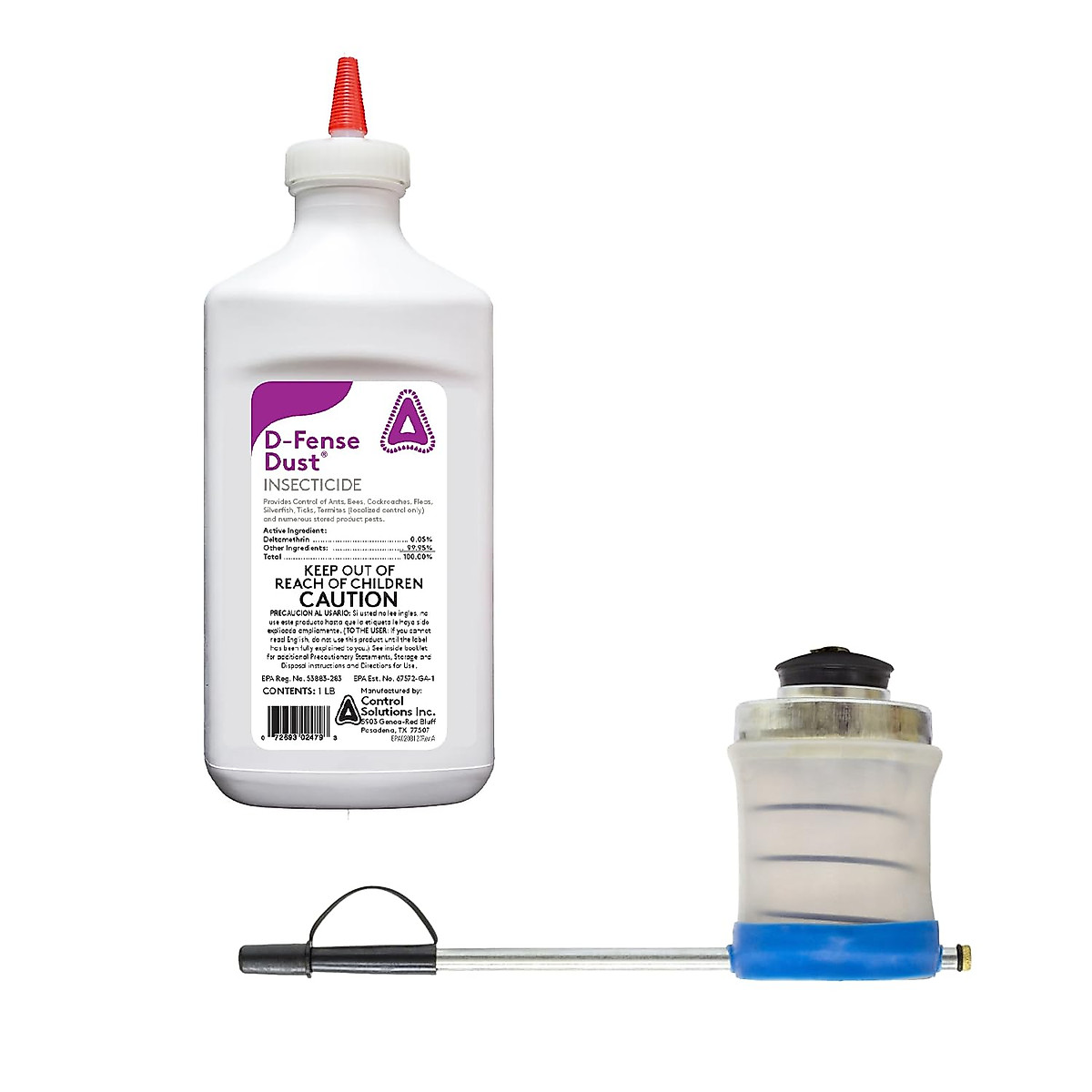 D-Fense Dust 1lb Insecticide + 5 inch Clear Puffer
