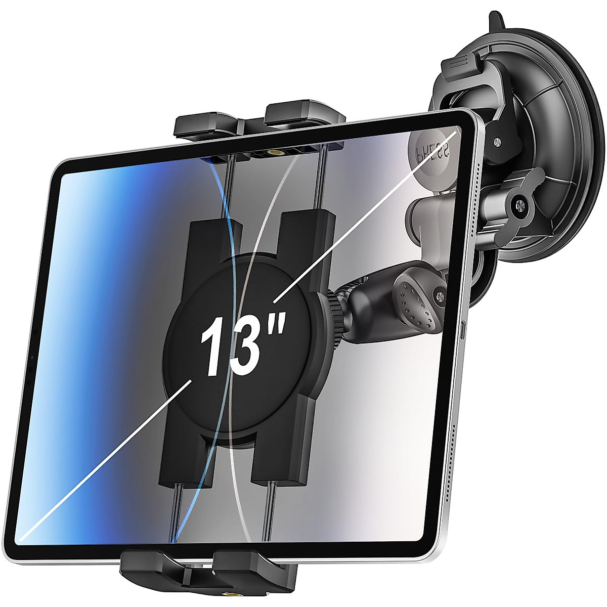 woleyi Car Tablet Holder Windshield - [95mm Strongest Suction Cup] Window Dashboard Car Tablet Mount for Trucks/Vehicles with 1/4'' Screw Tip, for 4.7-13" iPad Pro Air Mini, Galaxy Tab, iPhone, Camera