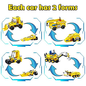 PANLOS 723 PCS Robot Building Kit, 8-in-1 Kids Model Engineering Construction Vehicle Building Blocks Sets, STEM Learning Building Bricks Toys for Kids Children Boys & Girls Age 4-8