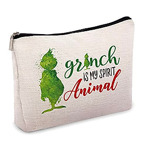 OUZ Grinch Is My Spirit Animal - Green Monster Makeup Bag, Fans Gifts, Gifts For Women Girl Cosmetic Bag(8M004)