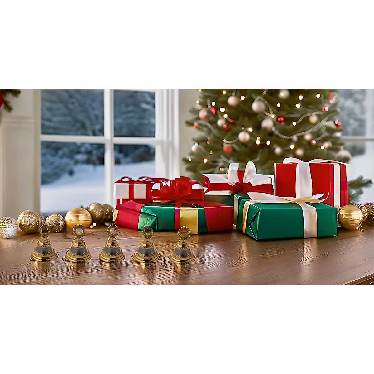 HANDTECHINDIA Brass Silver Plated 2 '' Bells Christmas Decoration Jingle Bell Sleigh Bell Jingle Bell Crafts Christmas décor Home décor Elephant décor Bells Musical Instrument Accessory. (10)