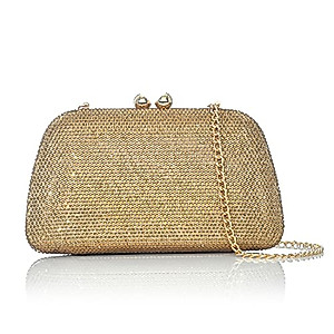 Bright Crystal Clutch Bag Sparkling Full Rhinestone Evening Bag for Women Elegant Formal Occasion Wedding Bridal Graduation (Gold)