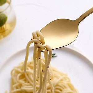 Sporks Stainless Steel Gold 6-Pack Dessert Salad Flatware Set 7.5 Inch Spoons Salad Forks