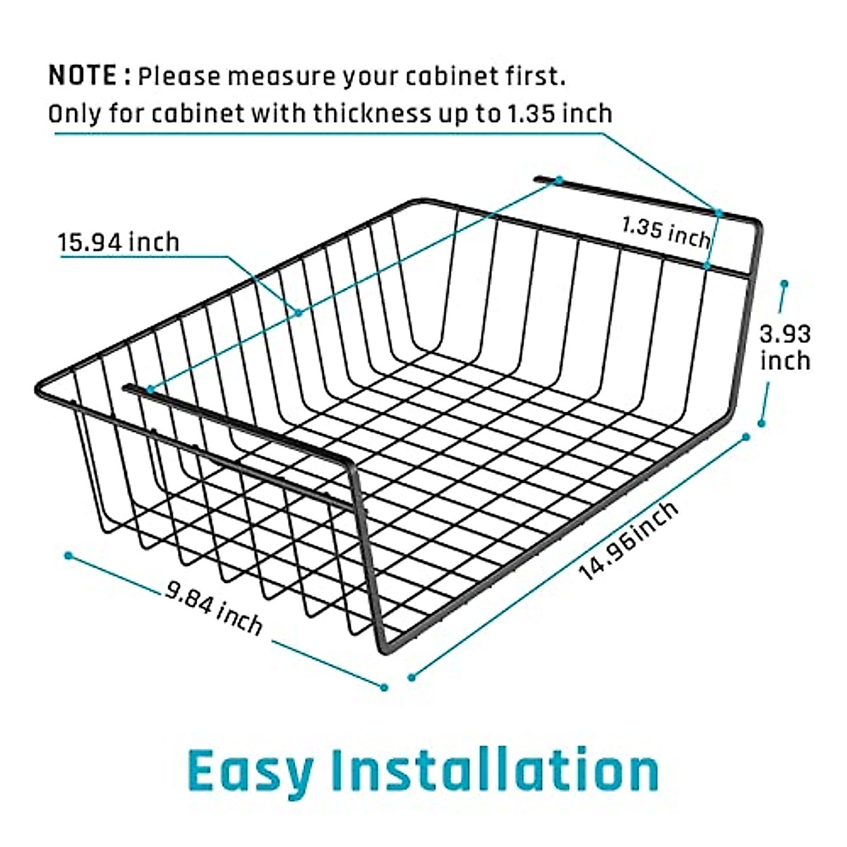 iSPECLE Under Shelf Basket and Stackable Under Shelf Basket, 6 Pack Black Wire Basket Under Shelf for Storage and 4 Pack Black Wire Storage Basket for Storage Pantry, Bundle Sales - Set o