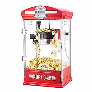 Great Northern Popcorn Big Bambino Popcorn Machine - Old Fashioned Popcorn Maker with 4-Ounce Kettle, Measuring Cups, Scoop and Serving Cups (Red), 10.8" x 9.7" x 19.5"