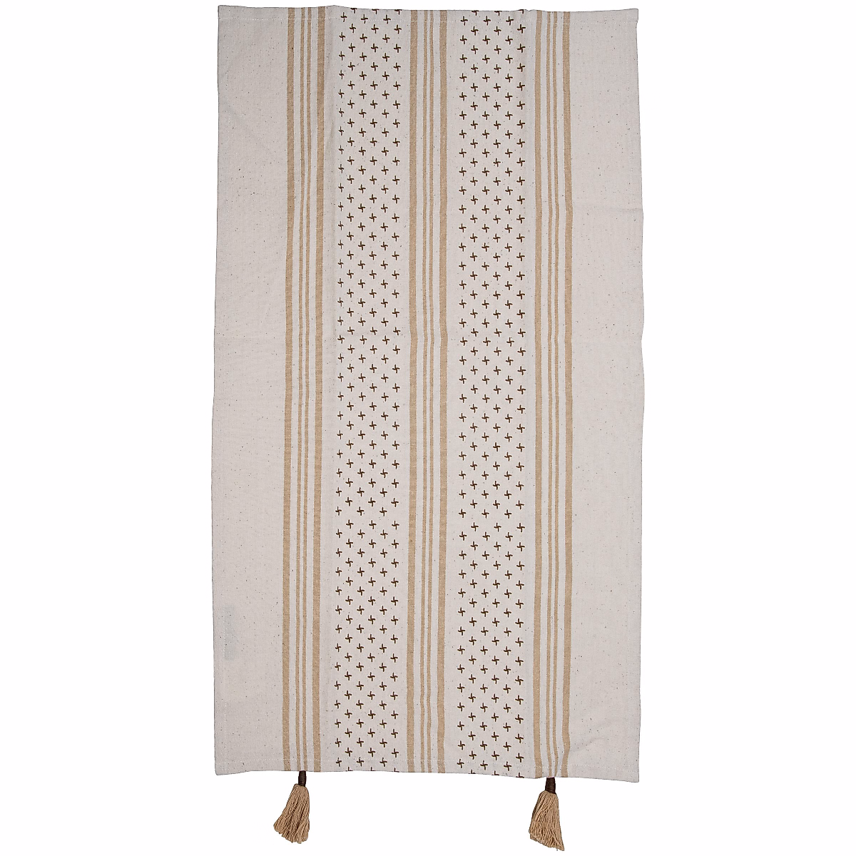 Foreside Home and Garden Set of 4 Embroidered Cross Brown Cotton Tea Towels