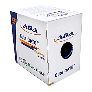 Elite Cat6 24AWG Stranded - CM, 1000ft, Unshielded, More Flexible, Bare Copper, 550MHz, ETL Listed & UL Listed, Bulk Ethernet Cable, Easy Pull Box, Blue | Create Custom Patch Cables