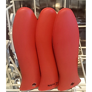 Silicone Hot Handle Holder, Potholder (Large Red) for Cast Iron Skillets, Pans, Frying Pans & Griddles, Metal and Aluminum Cookware Handles - Sleeve Grip, Handle Cover