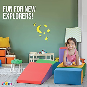 Climb and Crawl Activity Play Set - Climbing Foam Shape Toy for Toddlers 5 Piece Soft Zone Climbing Blocks, Safe Indoor Crawling Gym Equipment for Toddler, Infant, Baby Waterproof and Easy to Clean