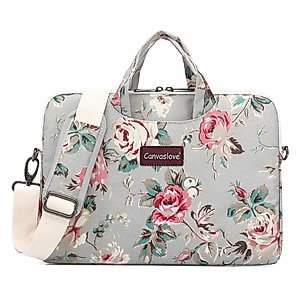 Canvaslove Rose Pattern Water Resistant Laptop Shoulder Messenger Bag for MacBook Pro 16 inch,15.6 inch and 15 inch-16 inch Laptop