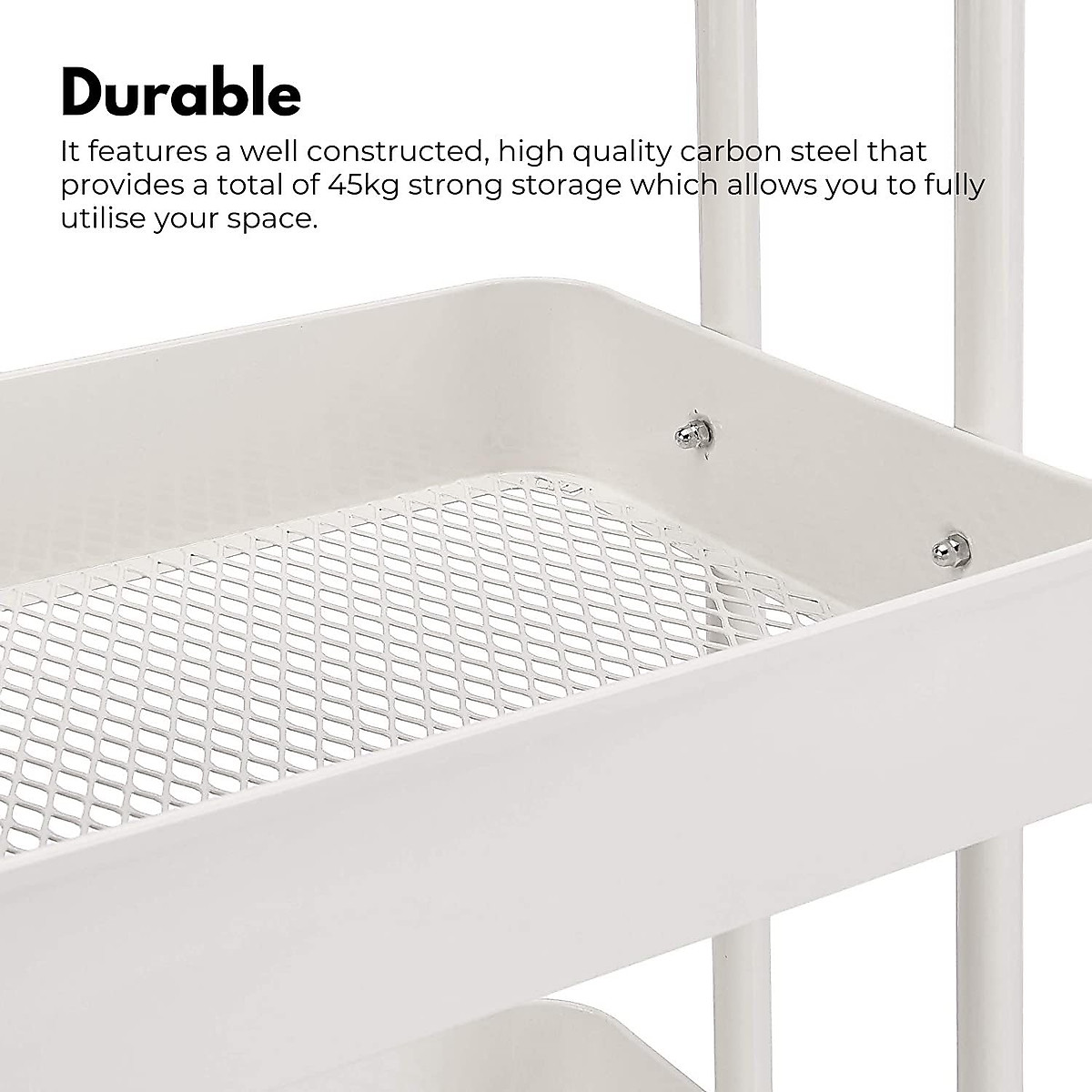 EKKIO Rolling Cart, 3 Tier Rolling Cart, Storage Cart, Rolling Carts with Wheels, Book Cart, Craft Cart, Lash Cart, Rolling Storage Cart Organizer, Nail Cart, Baby Cart, Bathroom Cart, Diaper Cart