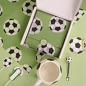PAPER FAIR 60 Sheet Soccer Pattern Tissue Paper 20 x 20in Green White Black Football Art Gift Wrapping Paper DIY Craft Art Paper for Baby Shower Birthday Party Gift Packing
