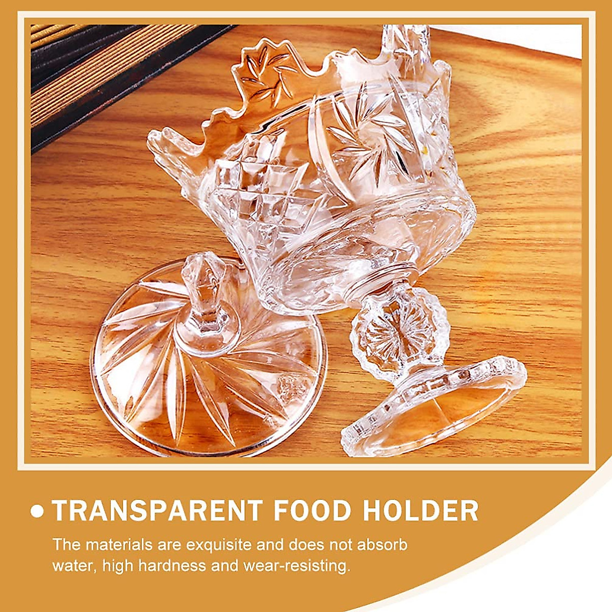 DOITOOL Crystal Glass Candy Dish With Lid Crown Candy Jar Decorative Candy Bowl Crystal Covered Cookie Jar for Home Office Desk