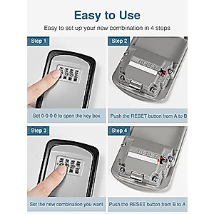 Puroma Key Lock Box, 4-Digit Combination Key Storage Lockbox, Portable Wall Mounted Security Lockbox for Home, Flats, Realtors Garage Spare Keys (1 Pack)