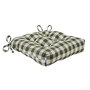 GoodGram Gingham Plaid Buffalo Checkered Premium Plush Country Farmhouse Chair Cushion Pads with Tear Proof Ties - Assorted Colors (8, Sage Green)