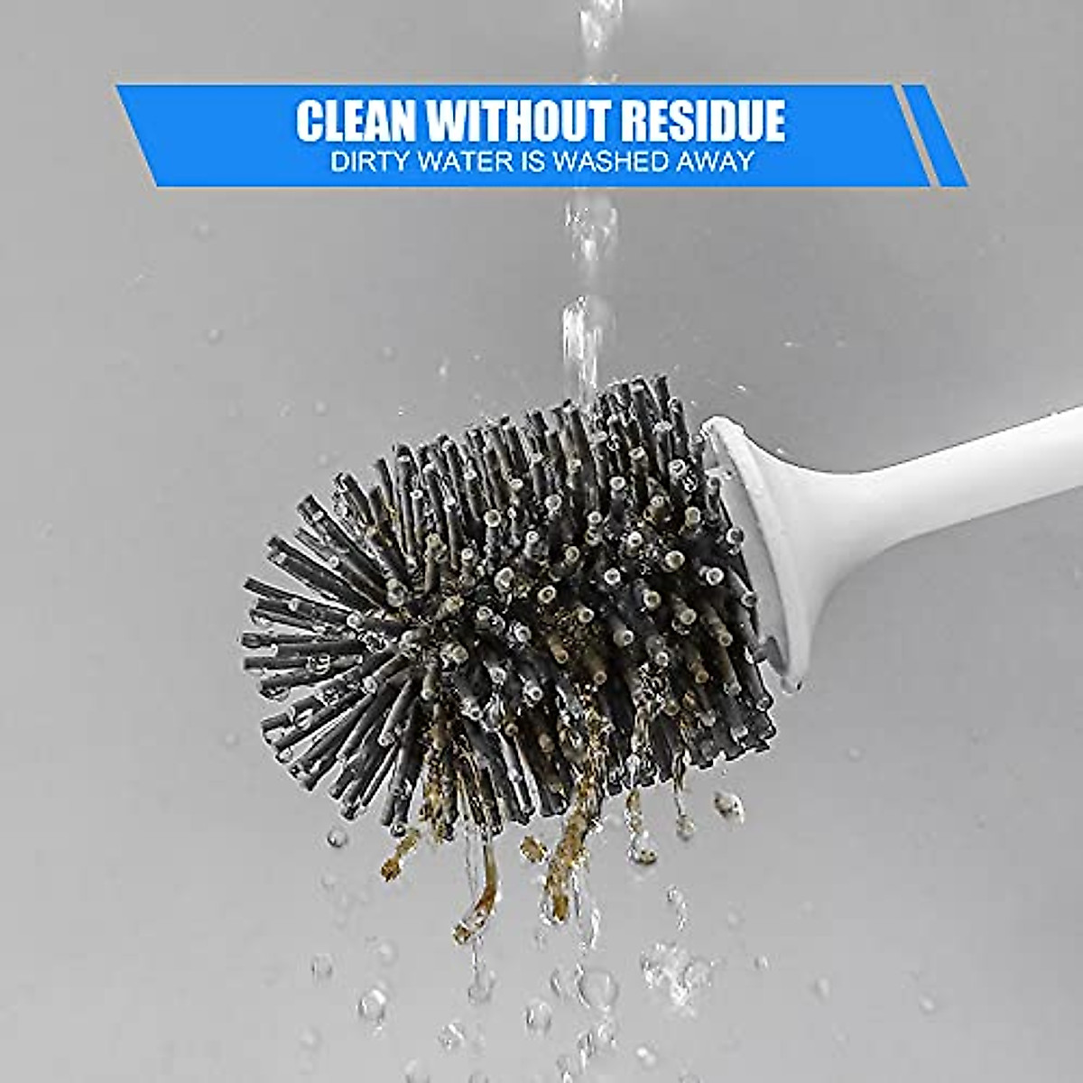 VMVN Toilet Bowl Brush and Holder,Compact Toilet Cleaner Brush Set for Bathroom Deep Cleaning,Silicone Bristles Toilet Scrubber,Floor Standing
