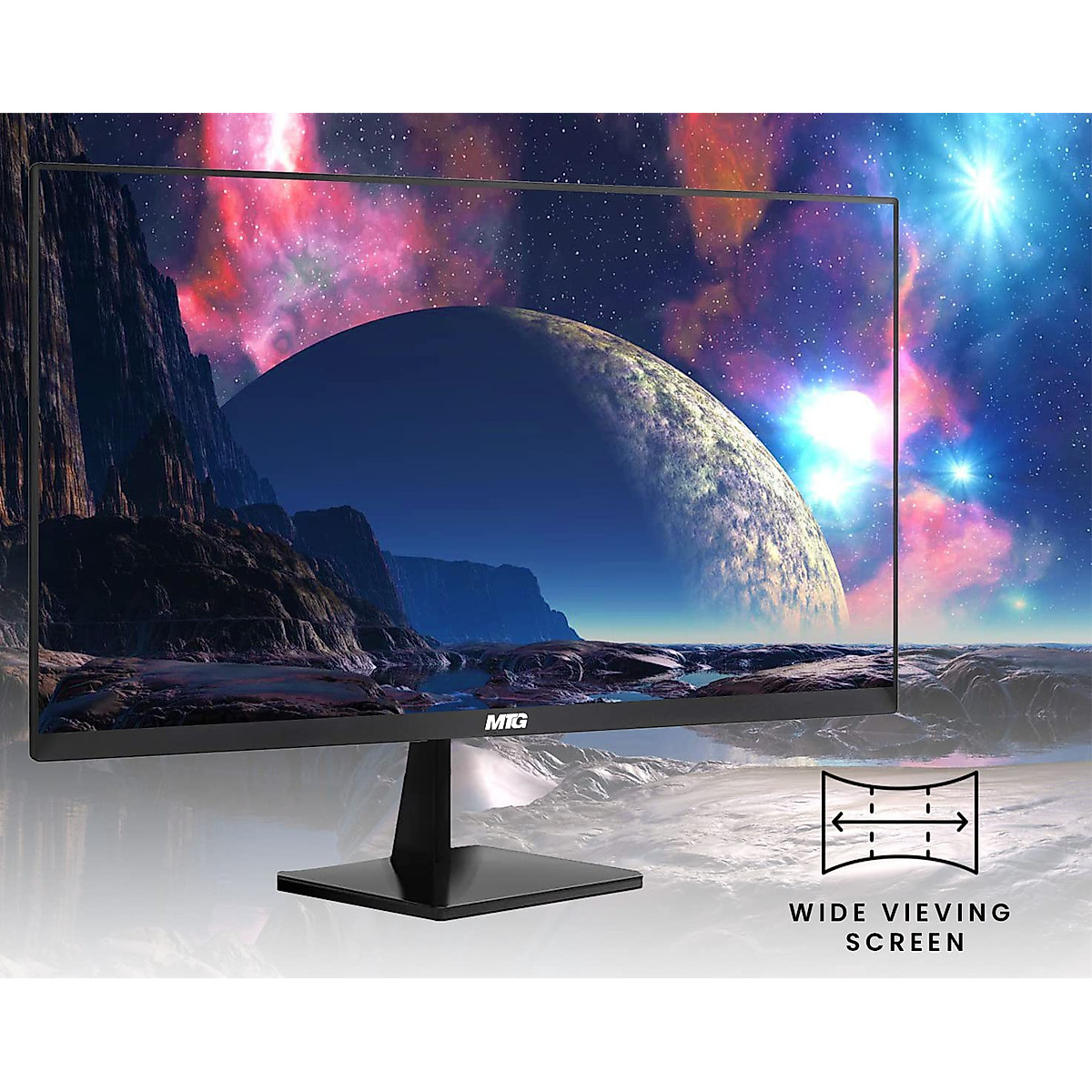 MTG 22 inch 1080p LED Desktop Laptop Monitor - Full HD, 75Hz, 3ms, VESA Mountable, HDMI, VGA, Bezel Less and Ultra-Light Sleek Thin Design, for Home and Office